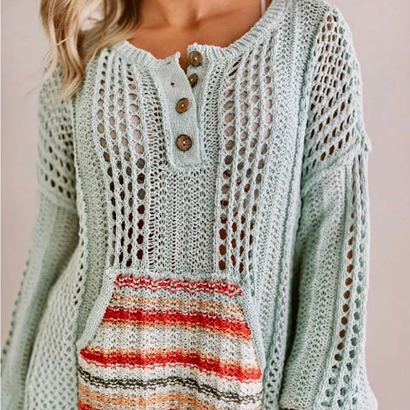 POL | Sweaters | 2 Pol Mint Green Knit Sweater With Striped Pocket ...